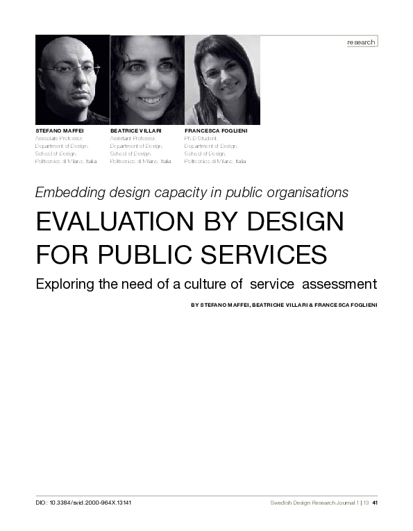 (PDF) Embedding design capacity in public organistions: Evaluation by design for public service