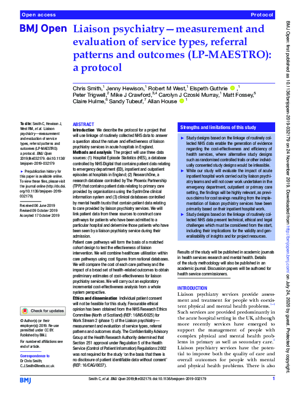 (PDF) Liaison psychiatry—measurement and evaluation of service types ...