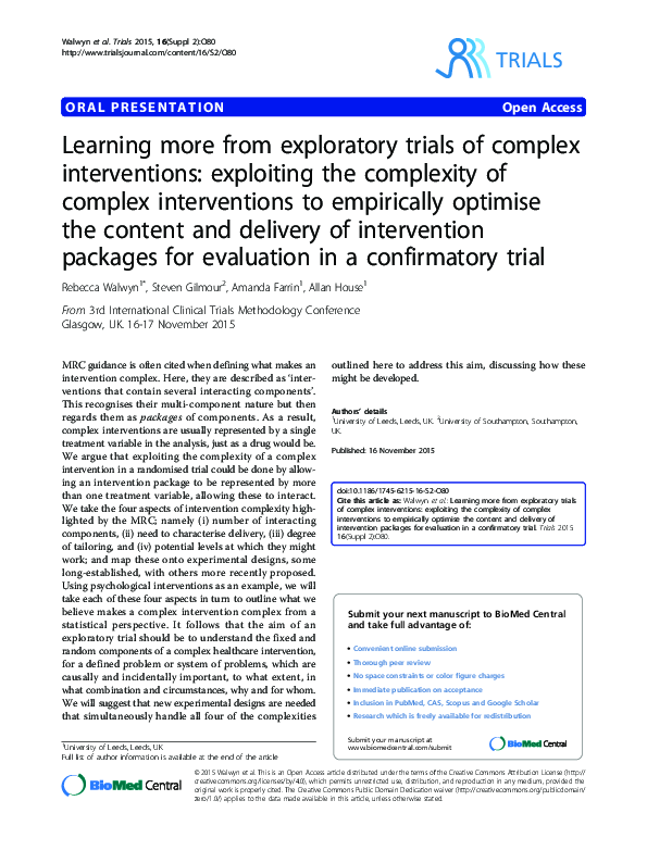 (PDF) Learning more from exploratory trials of complex interventions ...