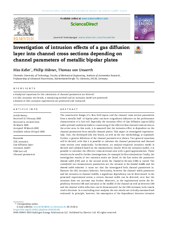 (PDF) Investigation of intrusion effects of a gas diffusion layer into ...