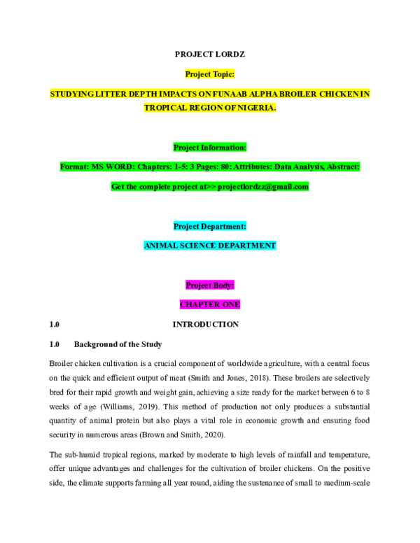 (DOC) Project Topic: STUDYING LITTER DEPTH IMPACTS ON FUNAAB ALPHA ...