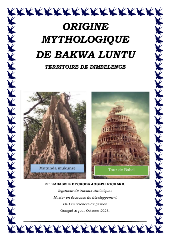 (PDF) L'ORIGINE MYTHOLOGIQUE DE BAKWA LUNTU