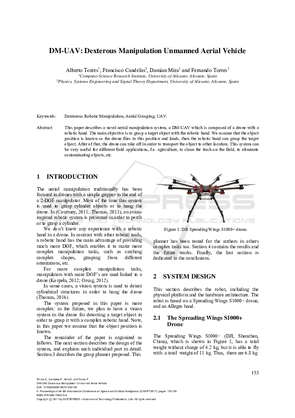 (PDF) DM-UAV: Dexterous Manipulation Unmanned Aerial Vehicle