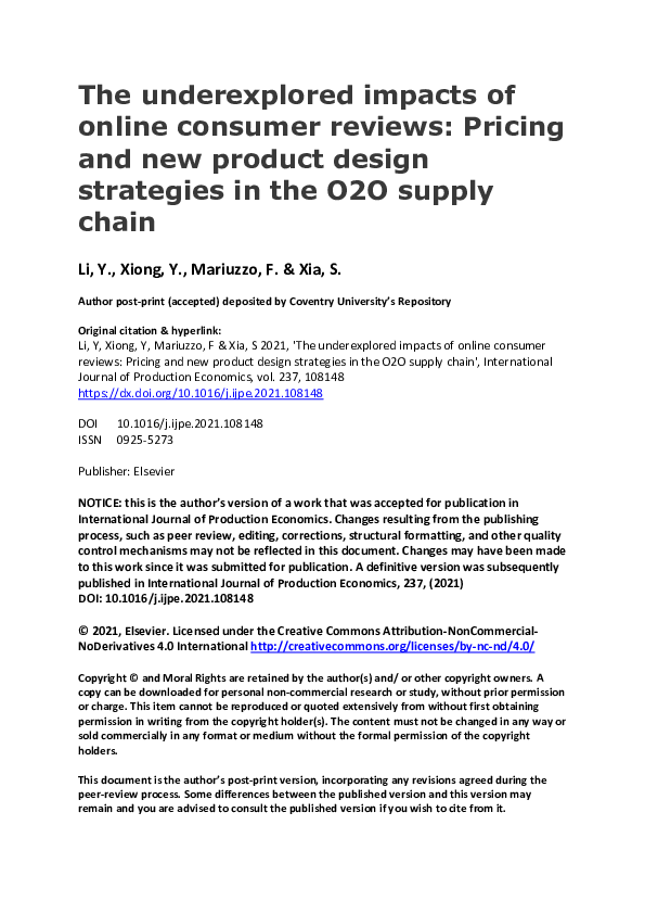 (PDF) The underexplored impacts of online consumer reviews: Pricing and ...