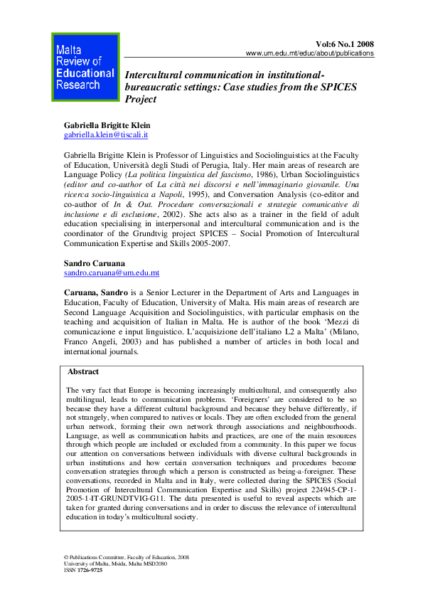 (PDF) Intercultural communication in institutional-bureaucratic ...
