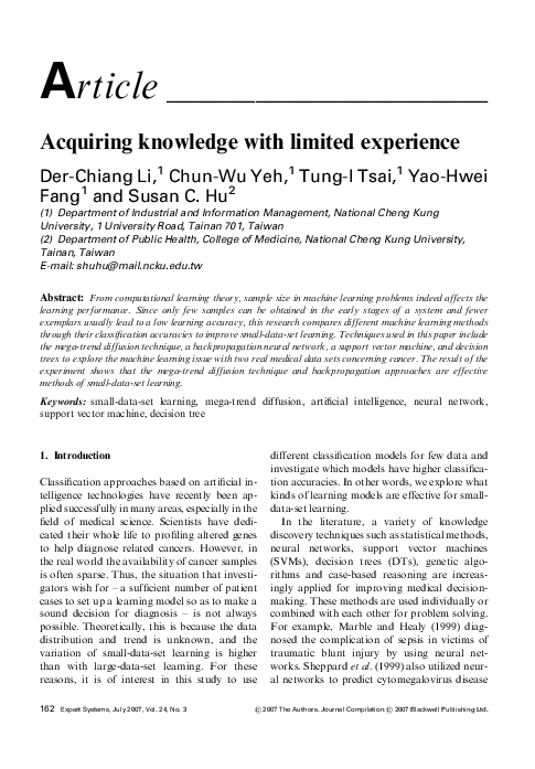 (PDF) Acquiring knowledge with limited experience
