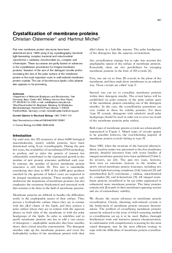 (PDF) Crystallization of membrane proteins