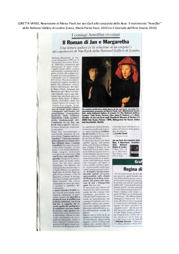 (PDF) LORETTA VANDI reviewing Marco Paoli & Coniugi Arnolfini Jan van Eyck