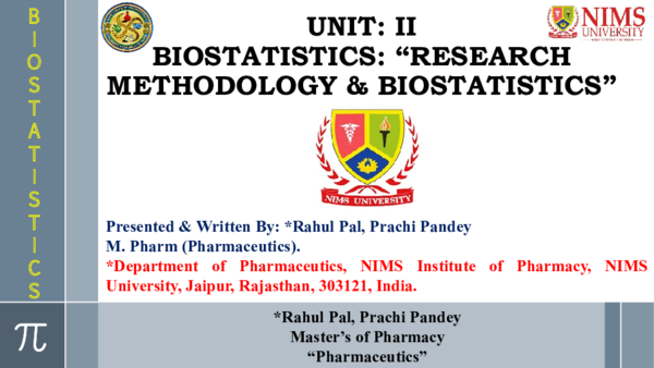 (PPT) Research Methodology_UNIT_II_Biostatistics M. Pharm (IIIrd Sem.)