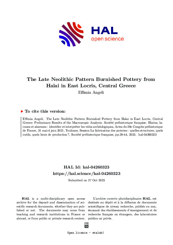 (PDF) The Late Neolithic Pattern Burnished Pottery from Halai in East ...