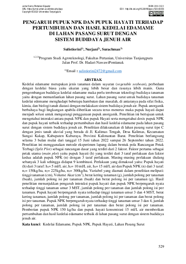 (PDF) Pengaruh Pupuk NPK Dan Pupuk Hayati Terhadap Pertumbuhan Dan Hasil Kedelai Edamame DI ...