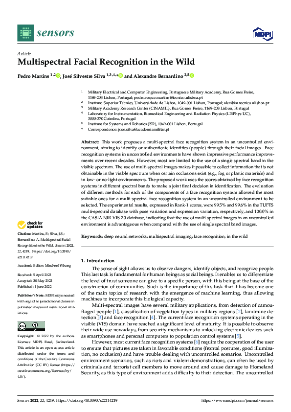 (PDF) Multispectral Facial Recognition in the Wild