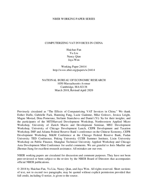 (PDF) Computerizing VAT Invoices in China