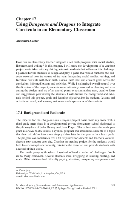 (PDF) Using Dungeons and Dragons to Integrate Curricula in an ...