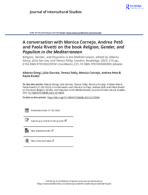 (PDF) A conversation with Monica Cornejo, Andrea Pető and Paola Rivetti ...