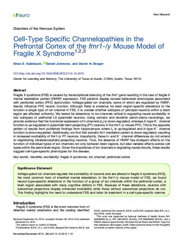 (PDF) Cell-Type Specific Channelopathies in the Prefrontal Cortex of ...