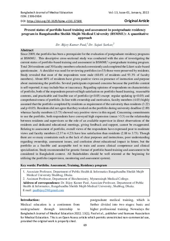 (PDF) Present status of portfolio based training and assessment in ...
