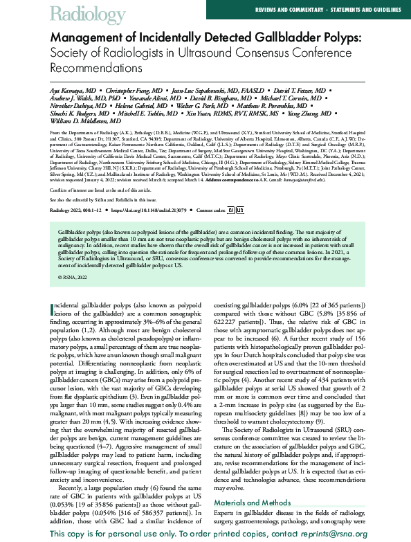 (PDF) Management of polypoid lesions of Gallbladder: A retrospective ...