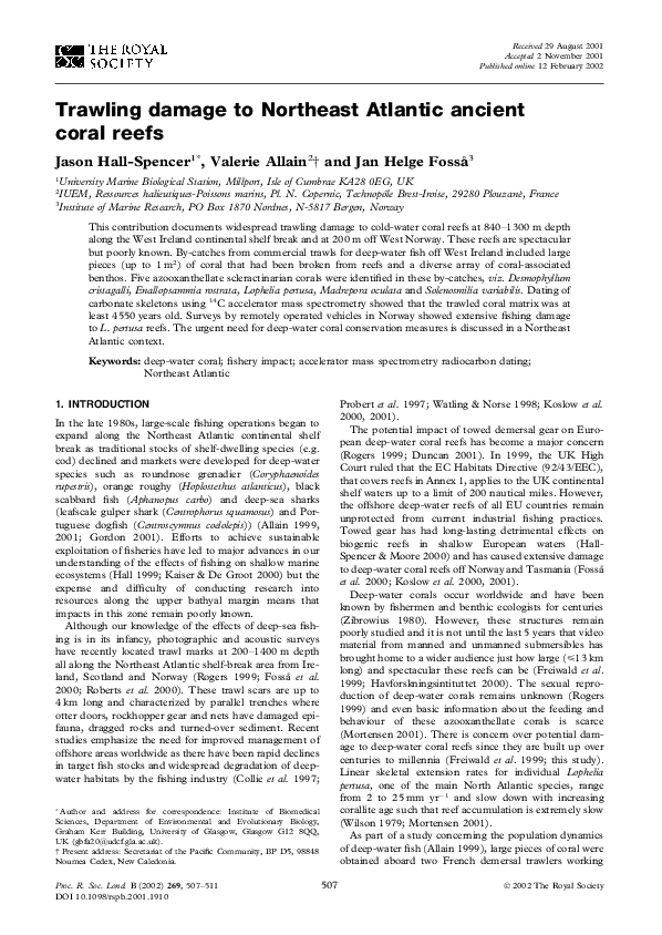 (PDF) Trawling damage to Northeast Atlantic ancient coral reefs | Jason ...
