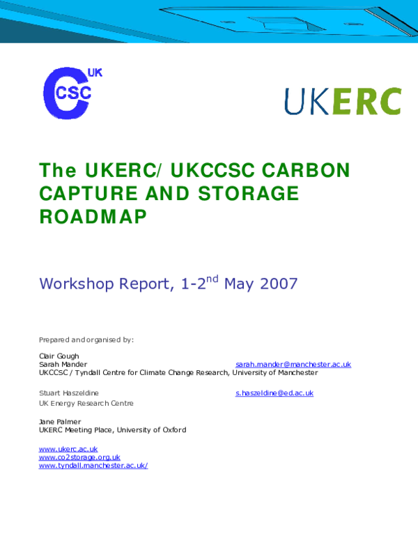 (PDF) The UKERC/UKCCSC Carbon Capture and Storage Roadmap