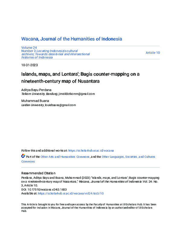 (PDF) Islands, maps, and Lontara'; Bugis counter-mapping on a Islands ...