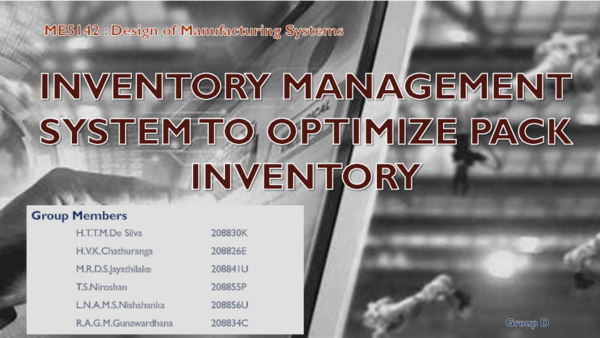 (PDF) Inventory Management system to optimize the pack inventory