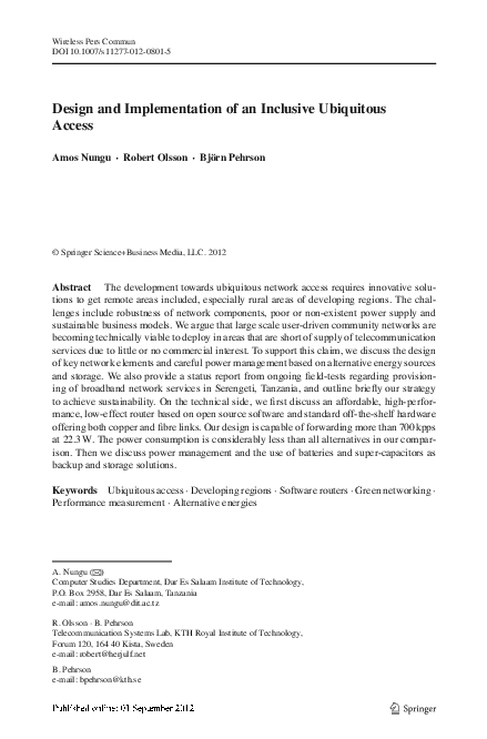 (PDF) Design and Implementation of an Inclusive Ubiquitous Access | Amos Nungu - Academia.edu