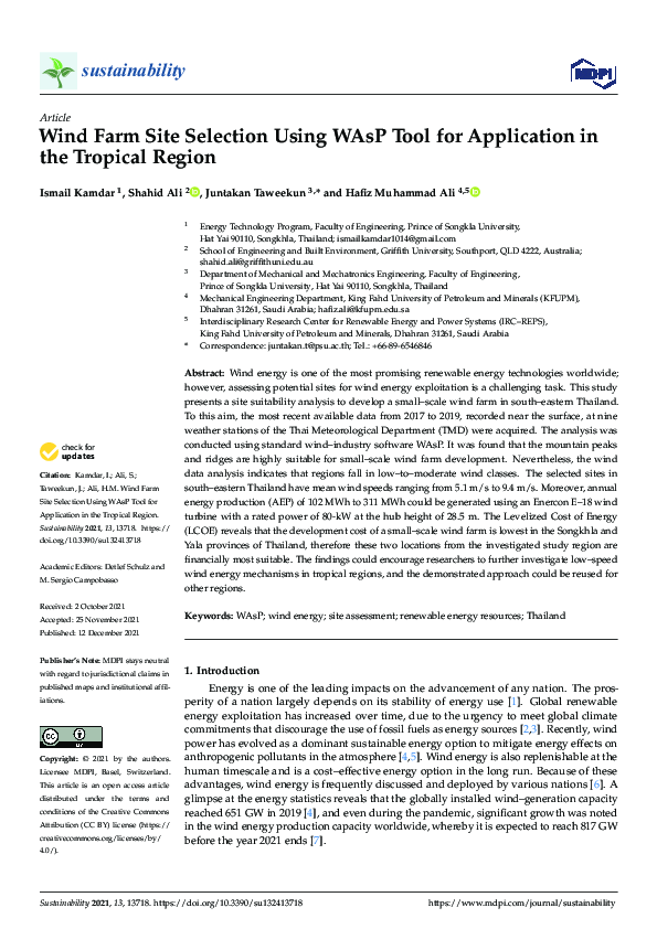 (PDF) Wind Farm Site Selection Using WAsP Tool for Application in the ...