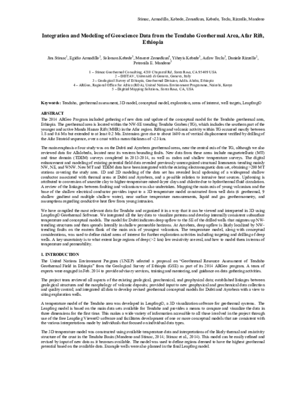 (PDF) Integration and Modeling of Geoscience Data from the Tendaho ...