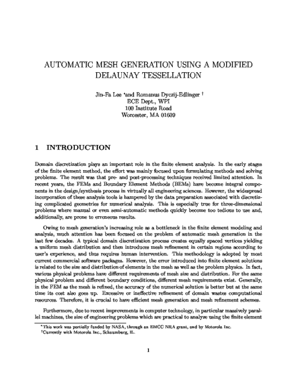 Pdf Automatic Mesh Generation Using A Modified Delaunay Tessellation