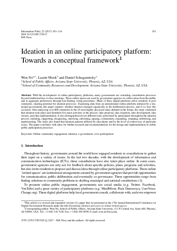 (PDF) Ideation in an online participatory platform: Towards a ...