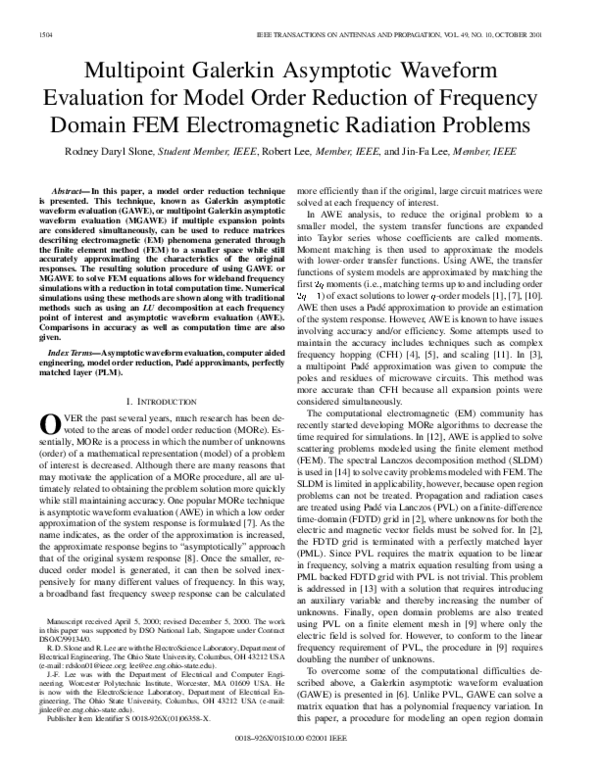 (PDF) Multipoint Galerkin asymptotic waveform evaluation for model order reduction of frequency ...