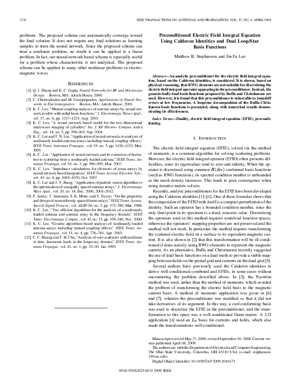 (PDF) Preconditioned Electric Field Integral Equation Using Calderon ...