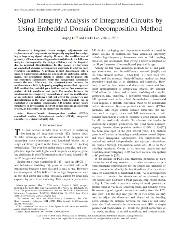 (PDF) Signal Integrity Analysis of Integrated Circuits by Using ...