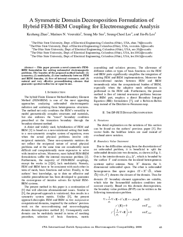 Pdf A Symmetric Domain Decomposition Formulation Of Hybrid Fem Bem Coupling For