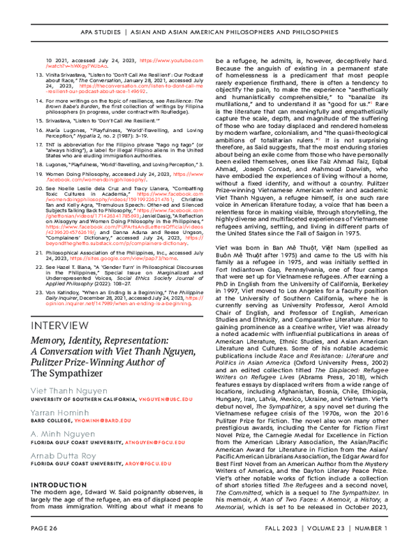 (PDF) Memory, Identity, Representation: A Conversation with Viet Thanh ...