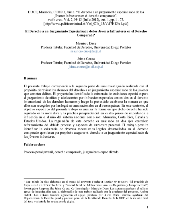 (PDF) El Derecho a un Juzgamiento Especializado de los Jóvenes ...