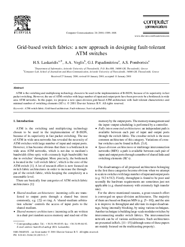 (PDF) Grid-based switch fabrics: a new approach in designing fault-tolerant ATM switches
