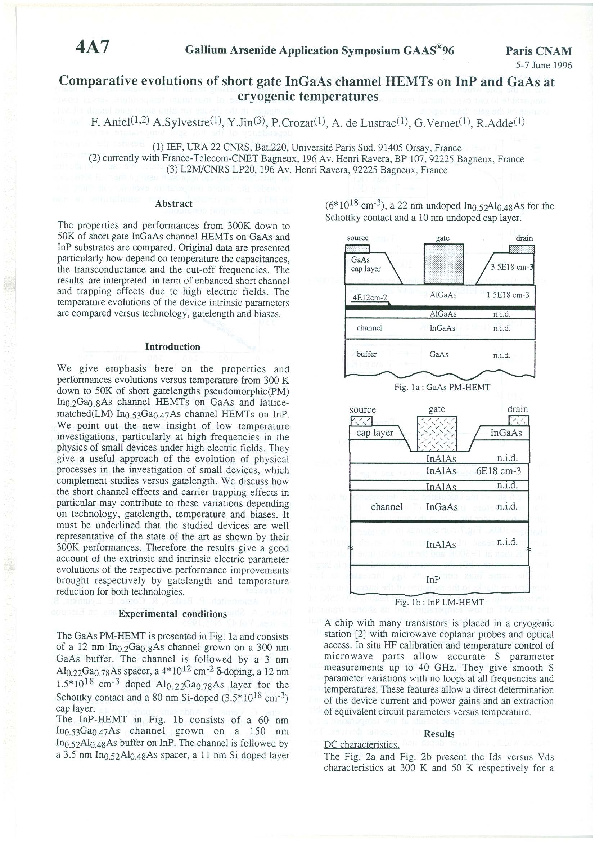 (PDF) Comparative evolutions of short gate InGaAs channel HEMTs on InP ...