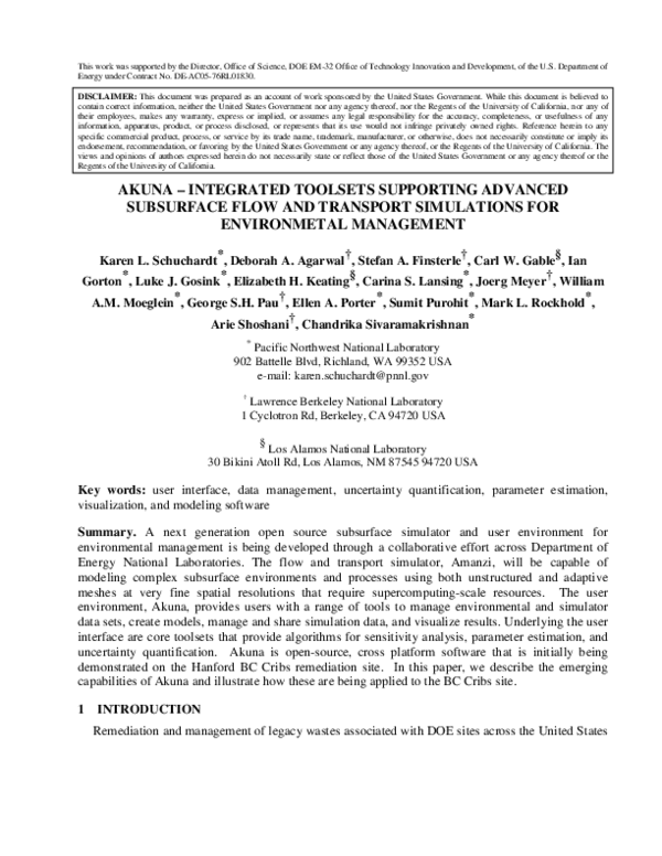 (PDF) Akuna - Integrated Toolsets Supporting Advanced Subsurface Flow and Transport Simulations ...