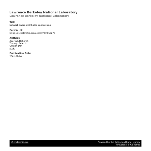 (PDF) Network Aware Distributed Applications