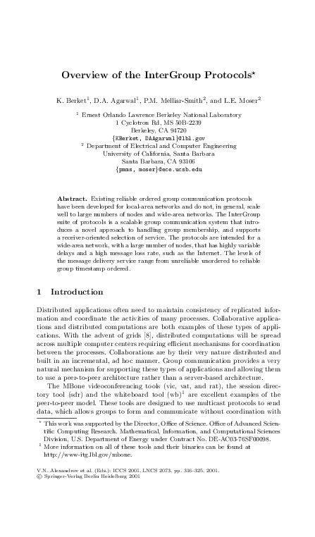 (PDF) Overview of the InterGroup protocols