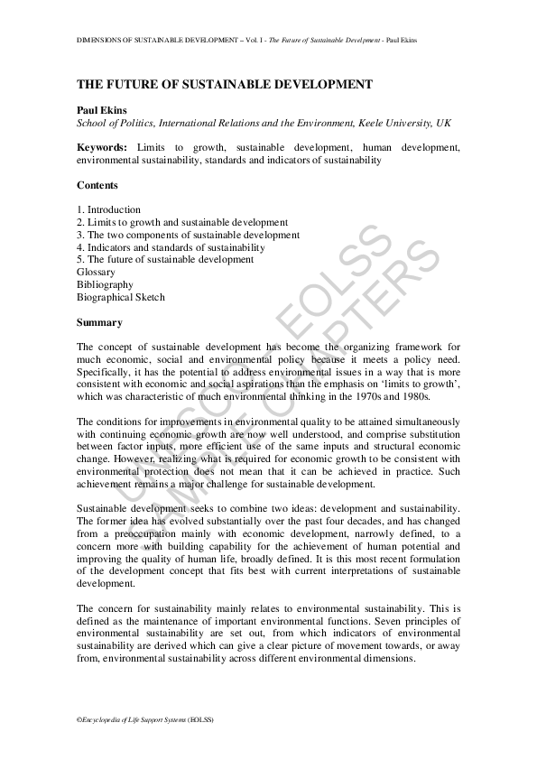 (PDF) The Future of Sustainable Development