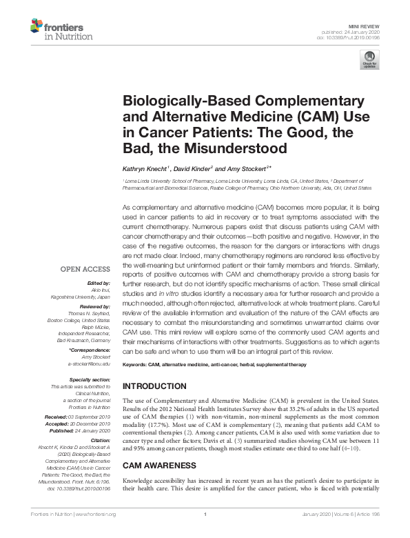 (PDF) Biologically-Based Complementary and Alternative Medicine (CAM ...