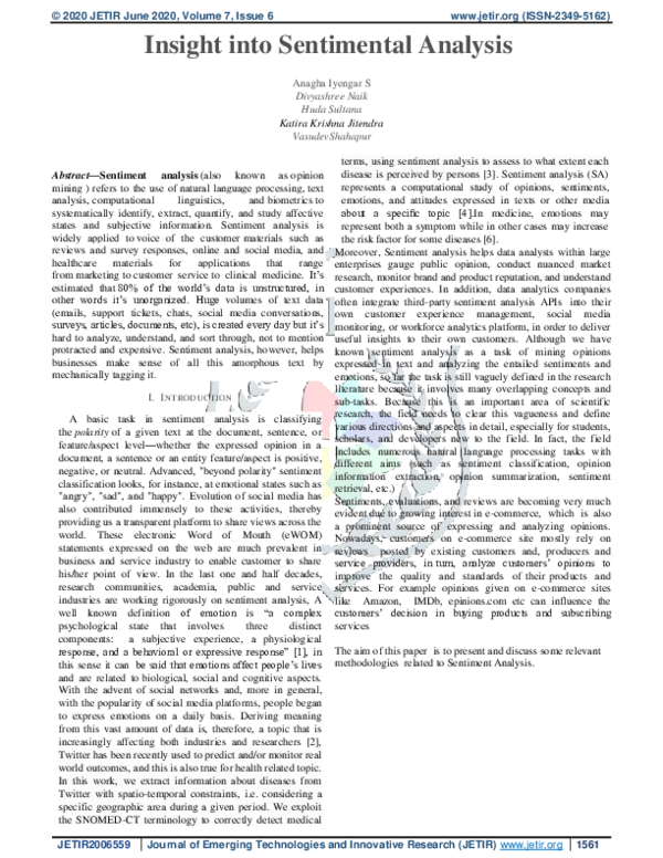 (PDF) Insight into sentimental analysis | Huda Sultana - Academia.edu