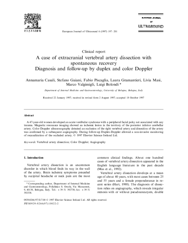(PDF) A case of extracranial vertebral artery dissection with ...