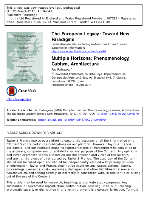 (PDF) Multiple Horizons: Phenomenology, Cubism, Architecture