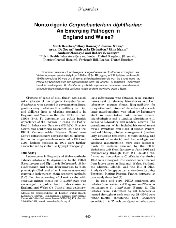 (PDF) Nontoxigenic corynebacterium diphtheriae: an emerging pathogen in ...