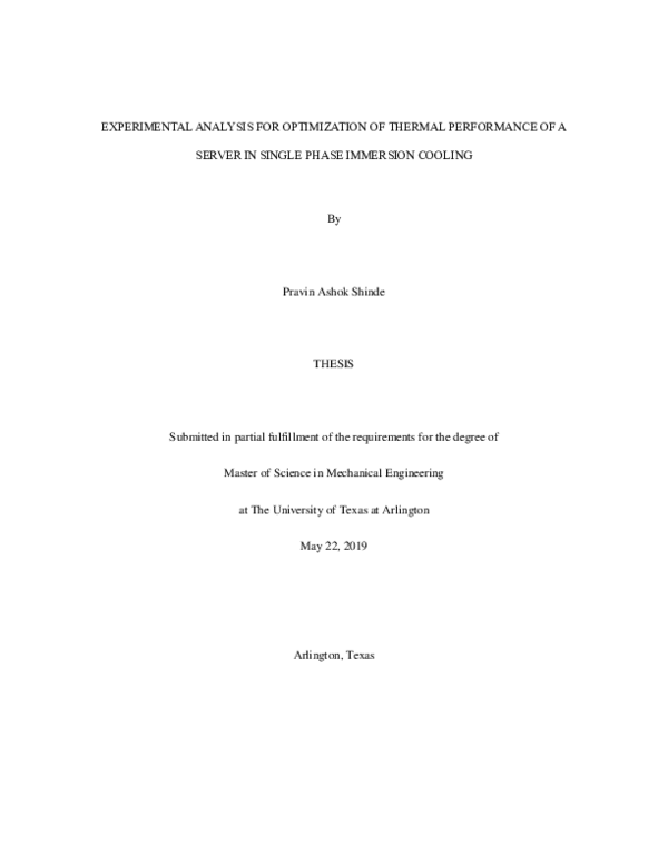(PDF) Experimental Analysis for Optimization of Thermal Performance of a Server in Single Phase ...