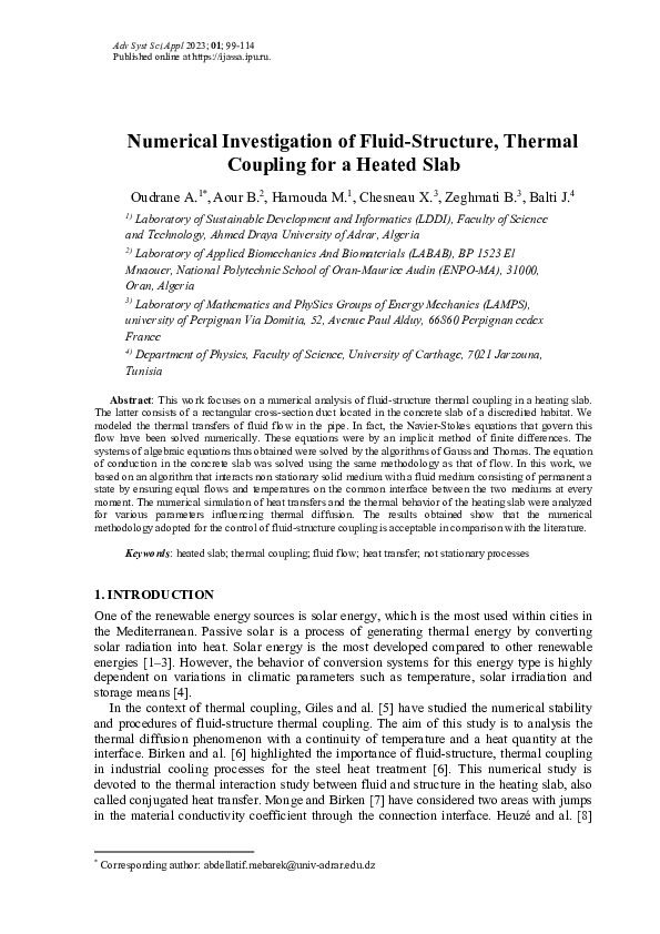 (PDF) Numerical Investigation of Fluid-Structure, Thermal Coupling for ...